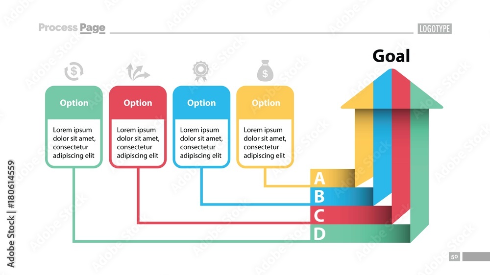 Four Options Arrow Chart Slide Template Stock Vector | Adobe Stock