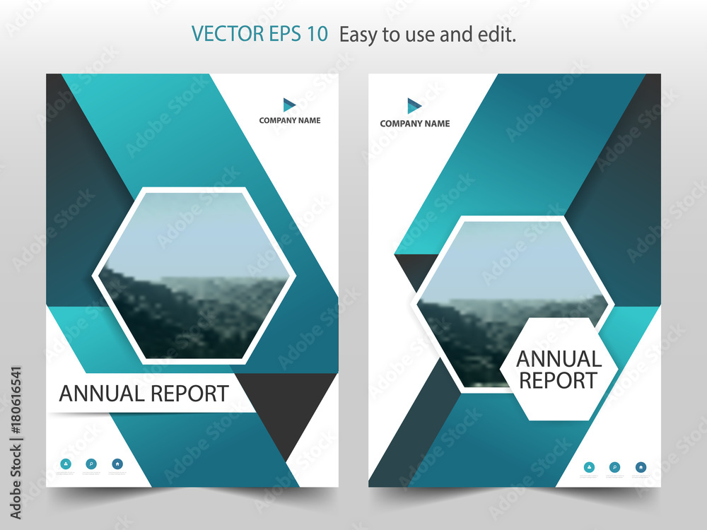 Green hexagon Vector business proposal Leaflet Brochure Flyer template ...