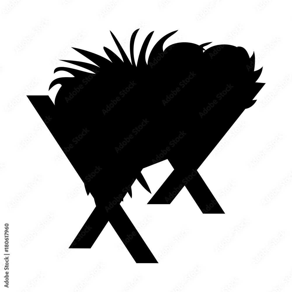 Jesus Manger. Vector Silhouette Icon Symbol Design. Vector Christmas ...
