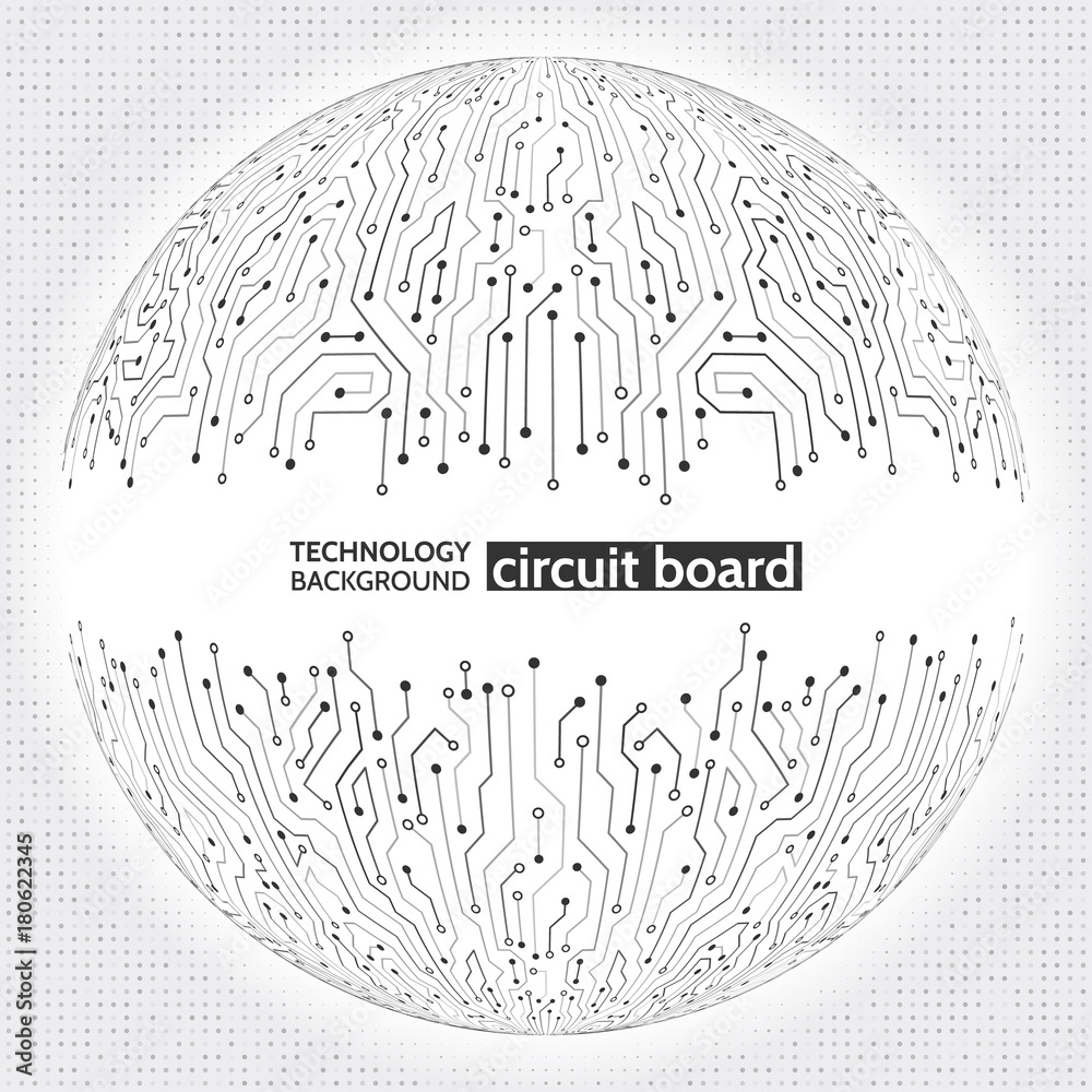 Abstract digital sphere circuit board on the grey background ...