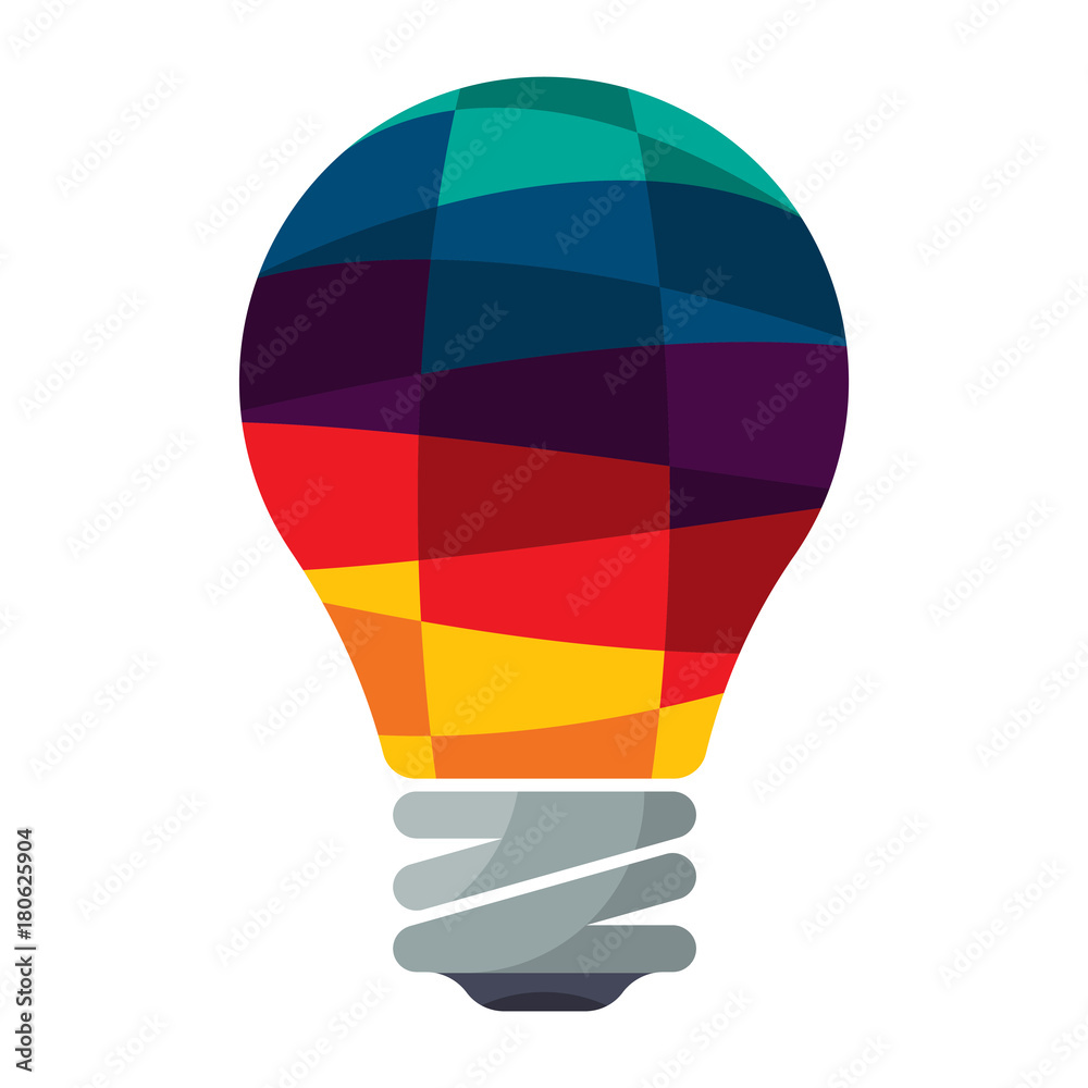 Colorful bulb icons with flat design style, flat colors. Stock Vector ...