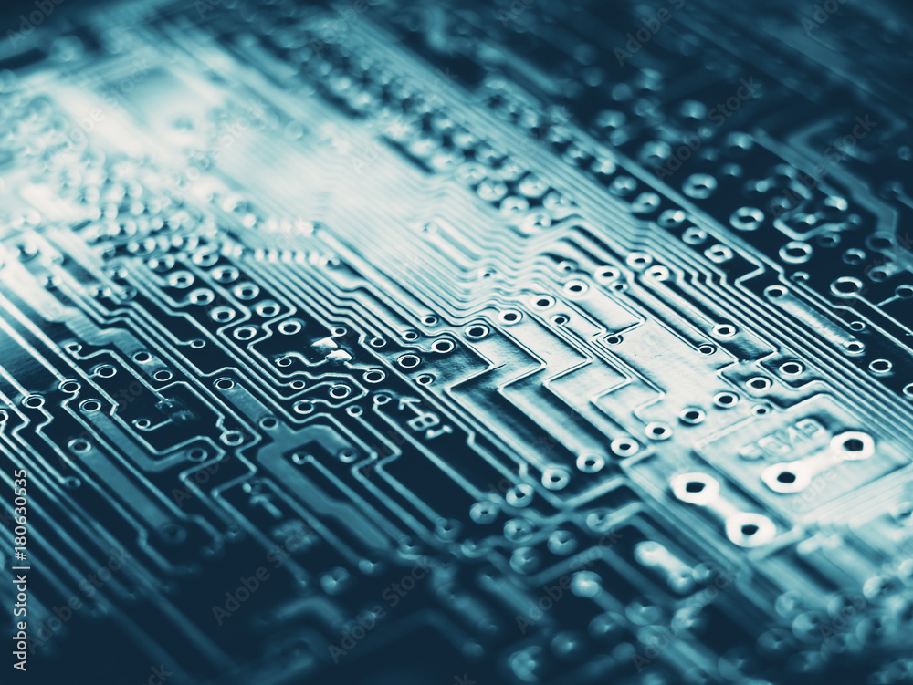 leiterbahnen eines logic boards als closeup Stock-Foto | Adobe Stock