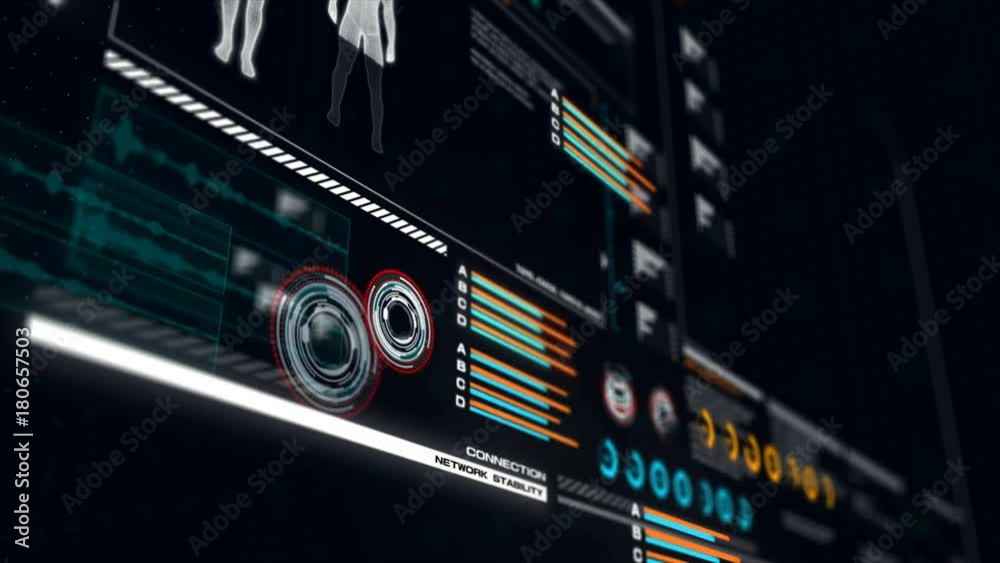 4K UI User Interface Dark blue background with graph bar infographic ...