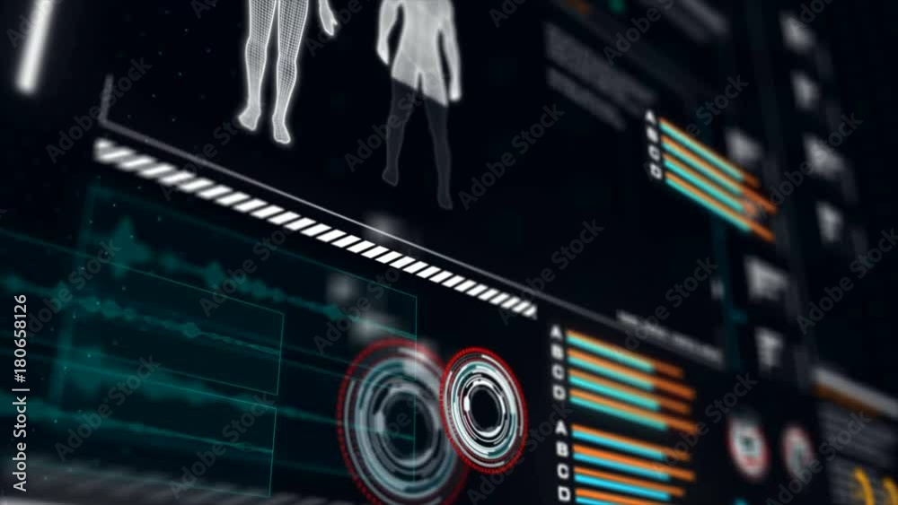 4K UI User Interface Dark blue background with graph bar infographic ...