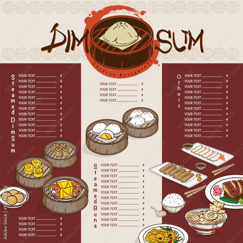 menu dim sum chinese food restaurant template design Stock Vector ...