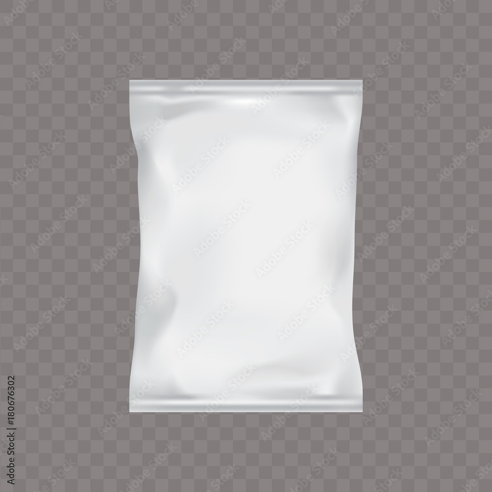 Vector white rectangular plastic packing for food snacks, chip cookies ...