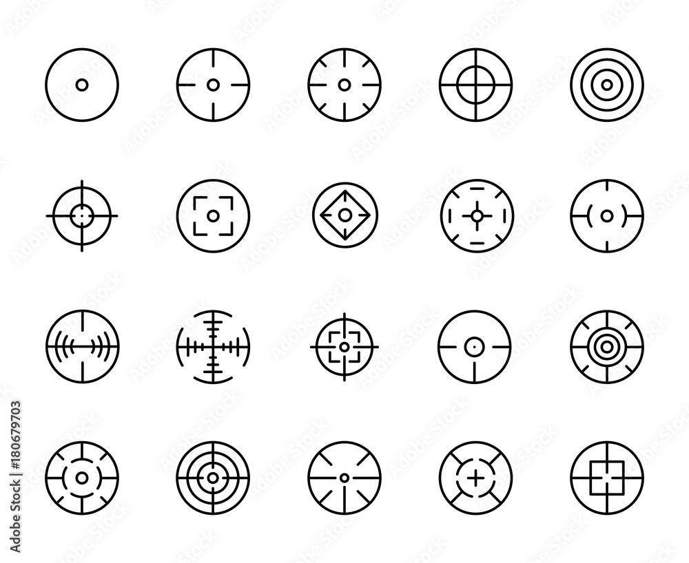 Simple set of crosshair related outline icons. Stock Vector | Adobe Stock
