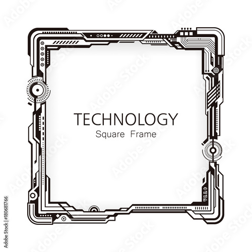 Square Technology Black And White Frame Border Design Background Stock Vector Adobe Stock