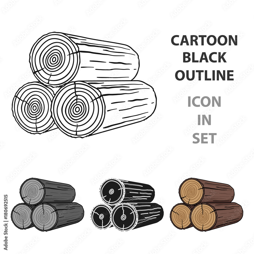 Stack of logs icon in cartoon style isolated on white background ...