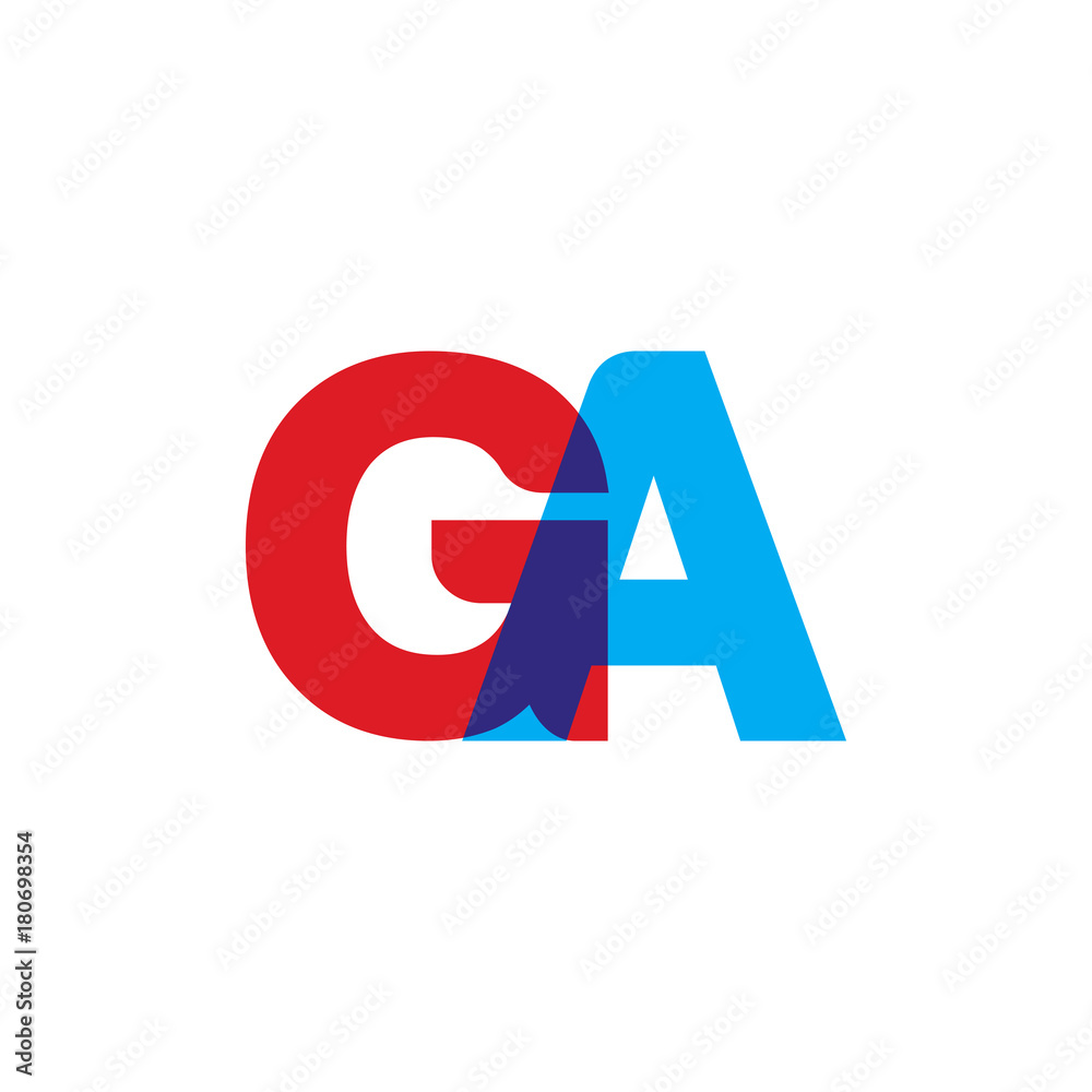 Initial letter GA, overlapping transparent uppercase logo, modern red ...