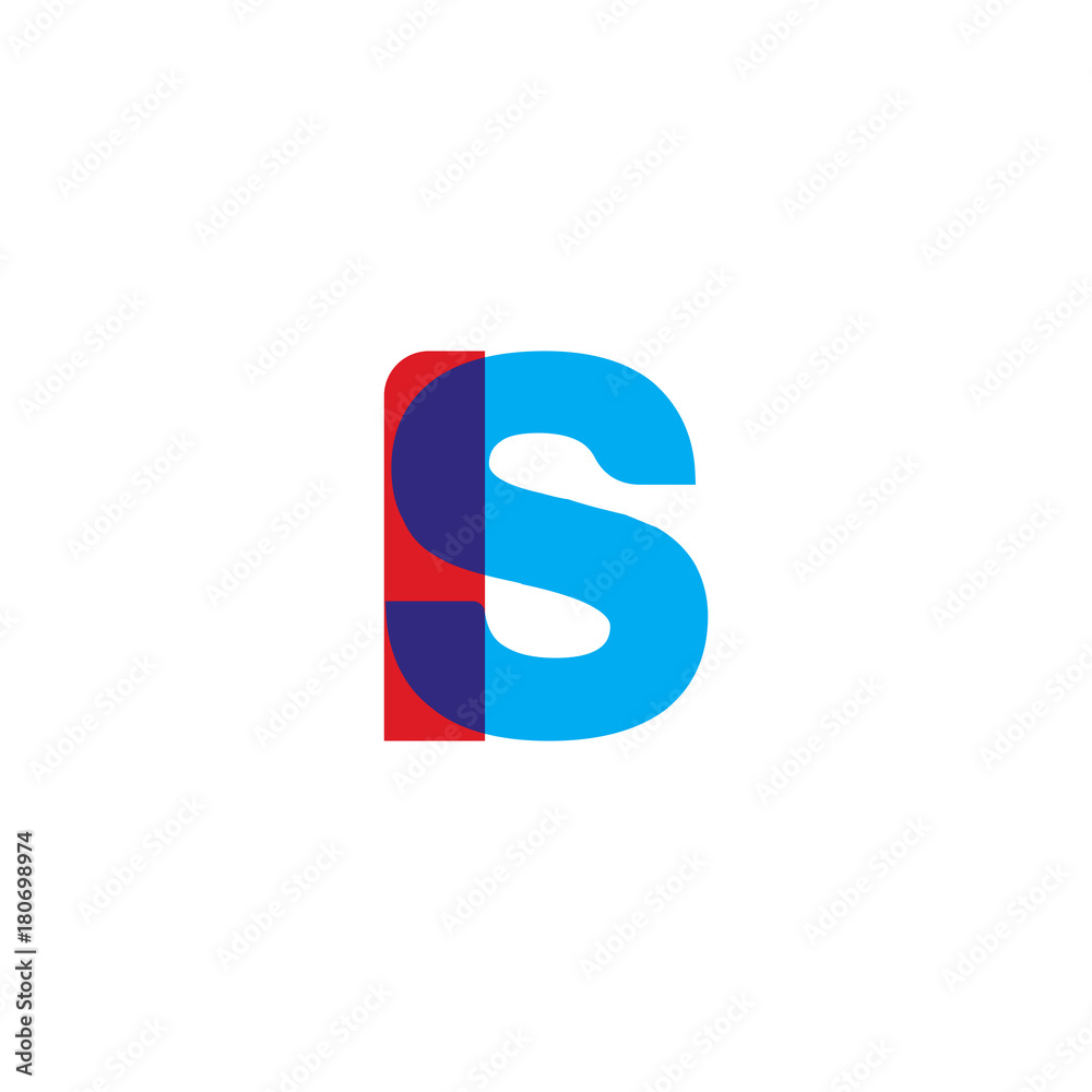 Initial letter IS, overlapping transparent uppercase logo, modern red ...