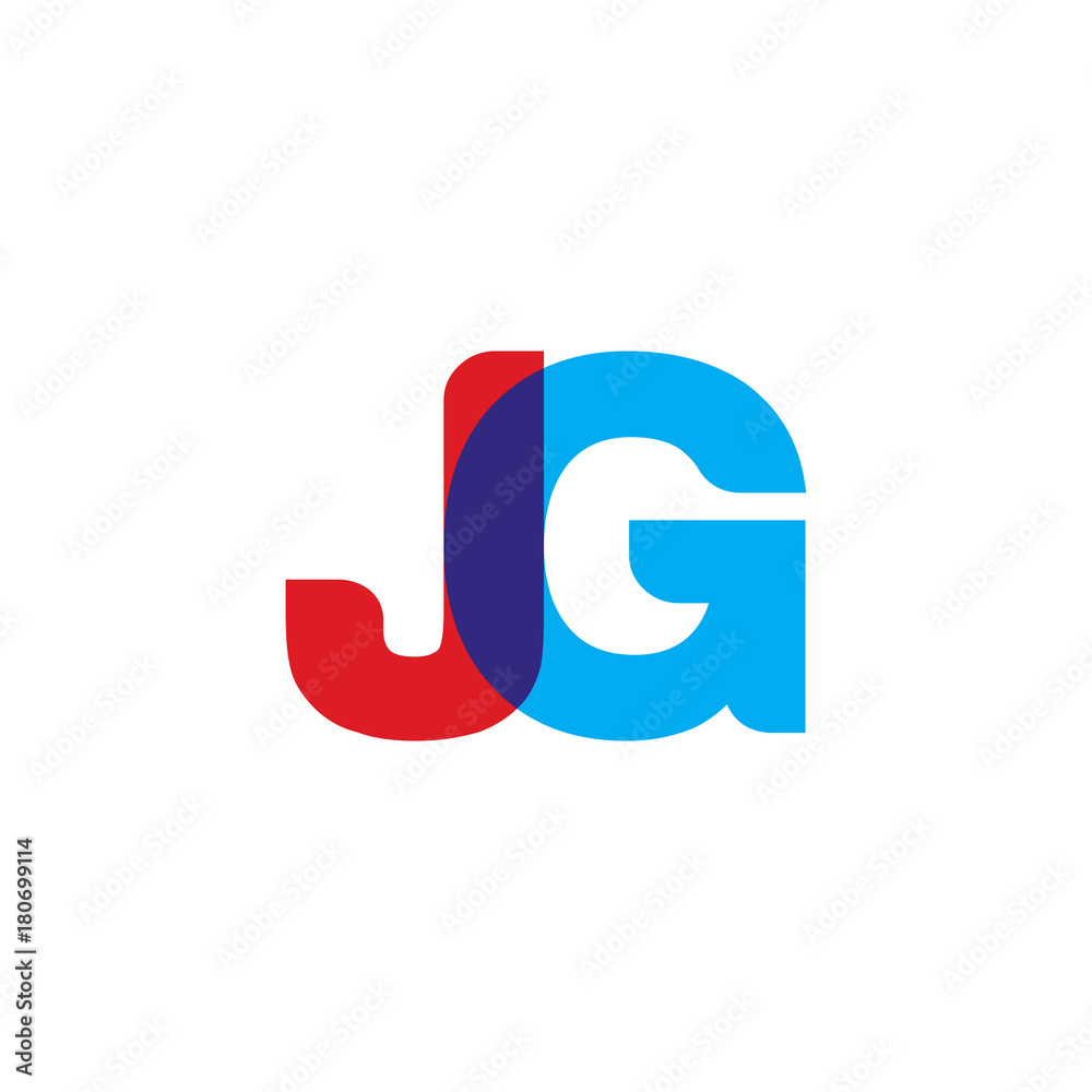 Initial letter JG, overlapping transparent uppercase logo, modern red ...