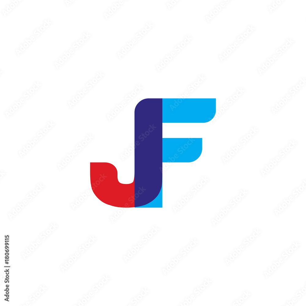 Initial letter JF, overlapping transparent uppercase logo, modern red ...