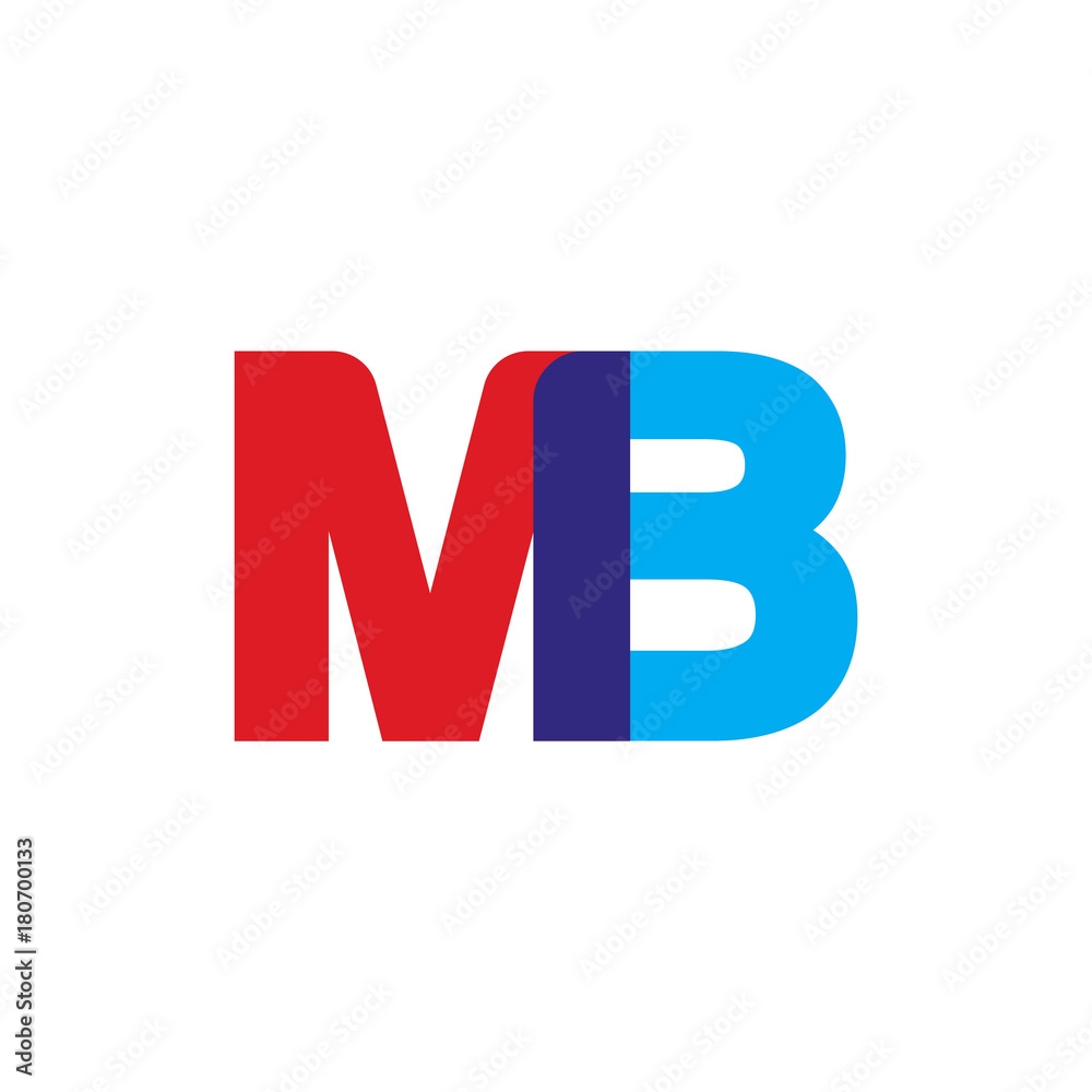 Initial letter MB, overlapping transparent uppercase logo, modern red ...