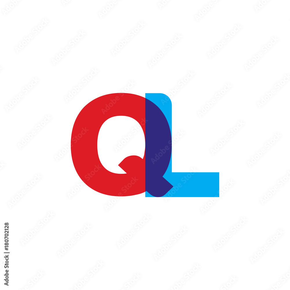Initial letter QL, overlapping transparent uppercase logo, modern red ...