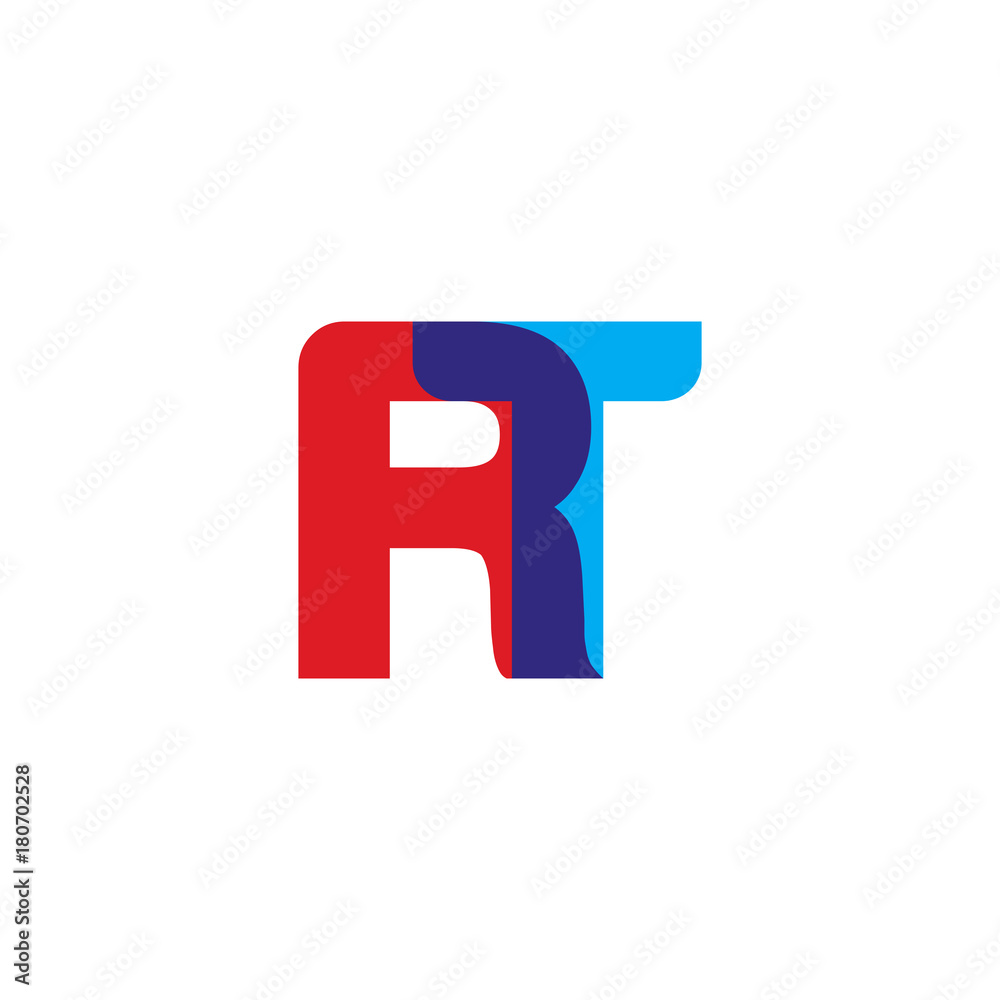 Initial letter RT, overlapping transparent uppercase logo, modern red ...