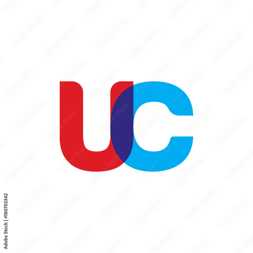 Initial letter UC, overlapping transparent uppercase logo, modern red ...