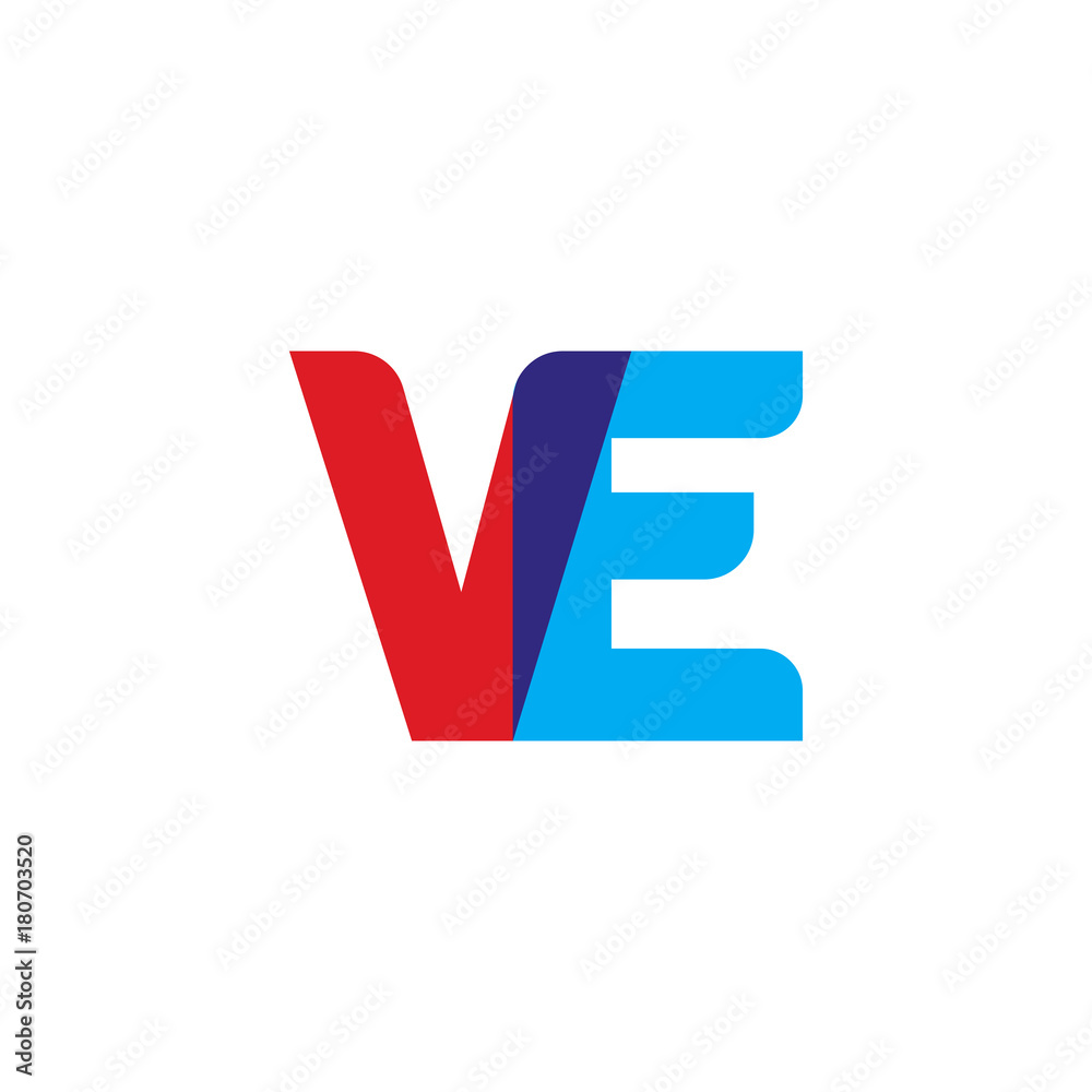 Initial letter VE, overlapping transparent uppercase logo, modern red ...
