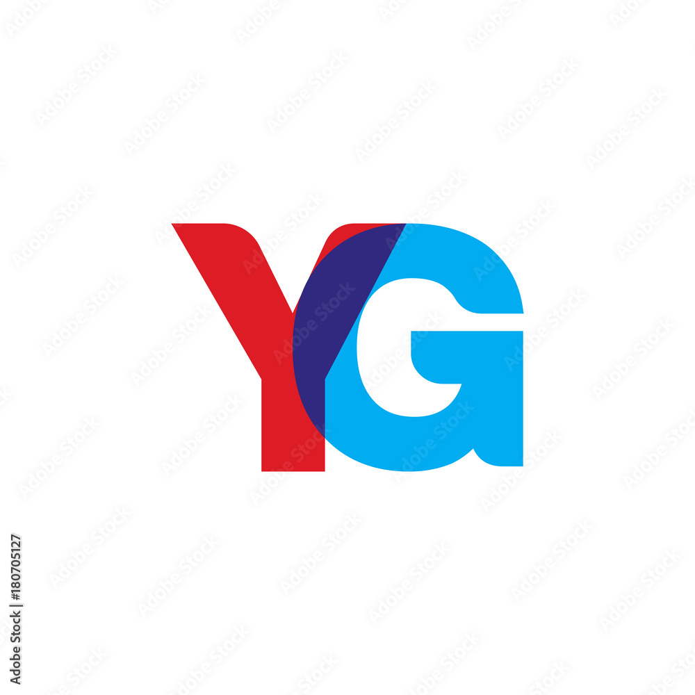 Initial letter YG, overlapping transparent uppercase logo, modern red ...