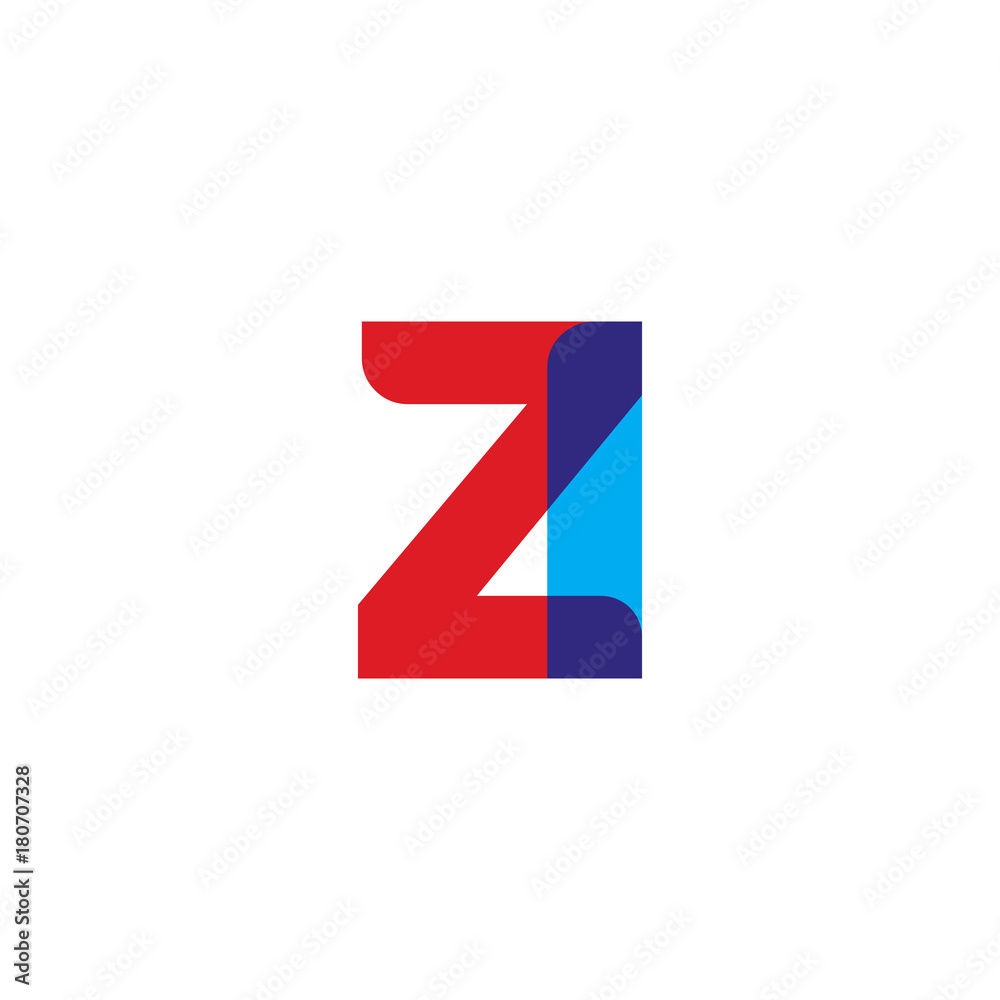 Initial letter ZI, overlapping transparent uppercase logo, modern red ...