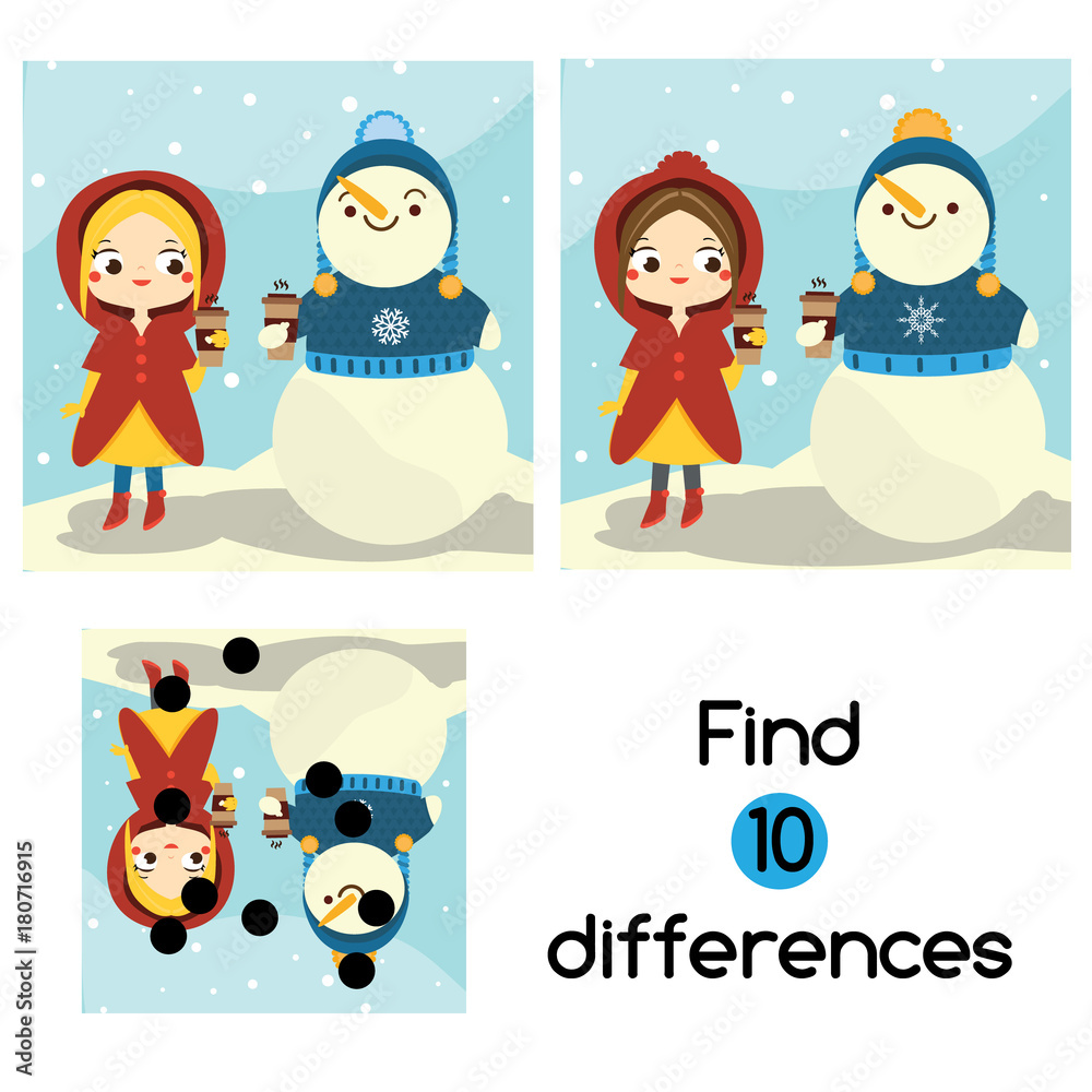 Find the differences educational children game. Kids activity sheet ...