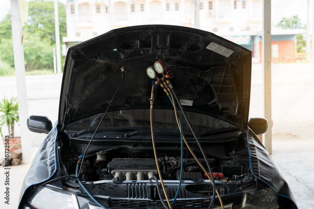 Car air conditioner check service, leak detection, fill refrigerant ...