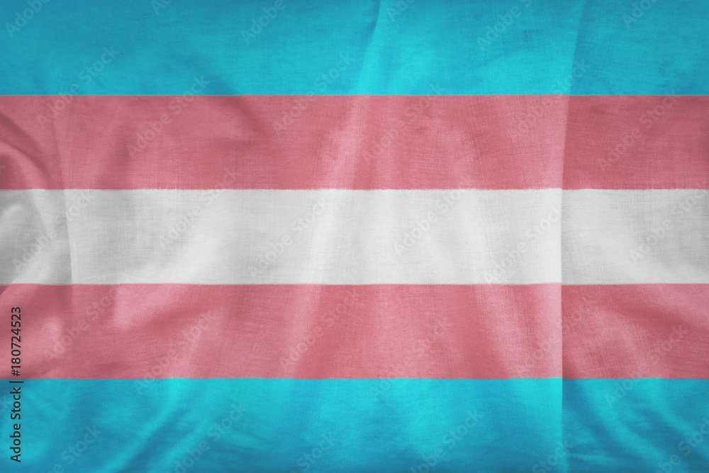 Transgender Pride flag pattern on the fabric texture ,vintage style ...