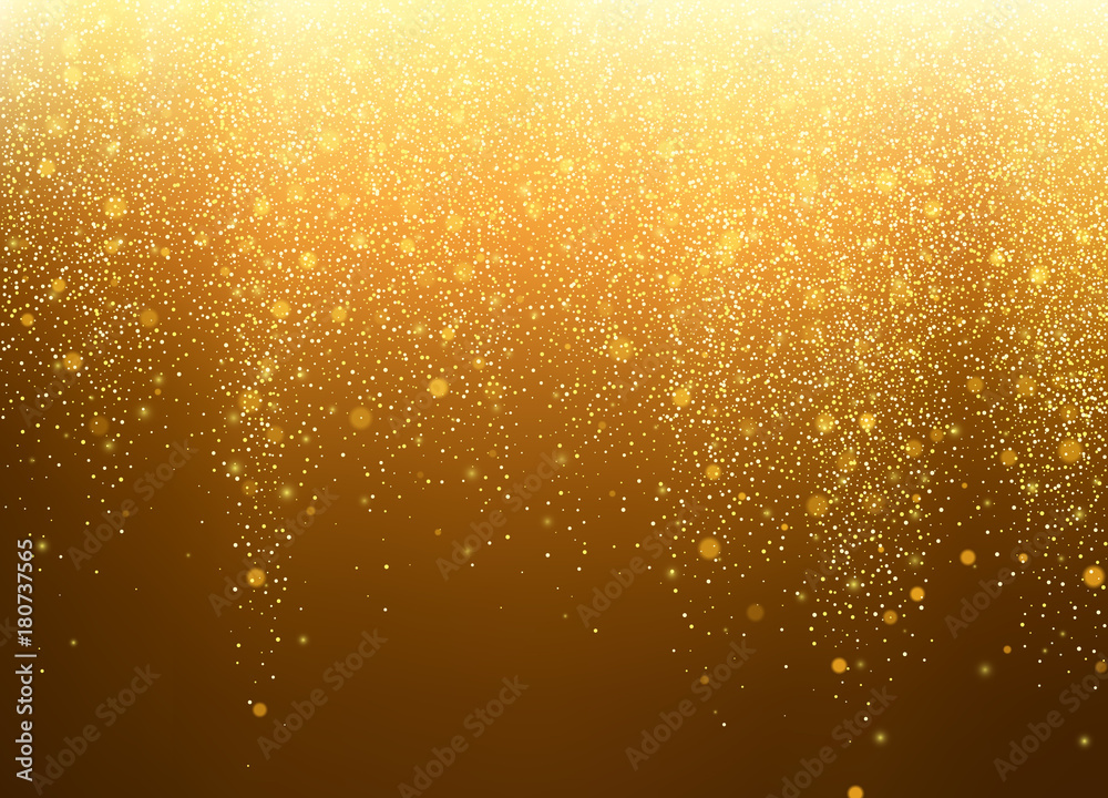 Gold glitter stardust background. Abstract falling stars. Vector illustration. Stock Vector ...