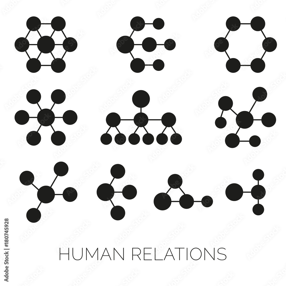 Human relations simple charts. Hierarchy, connections, organizations ...