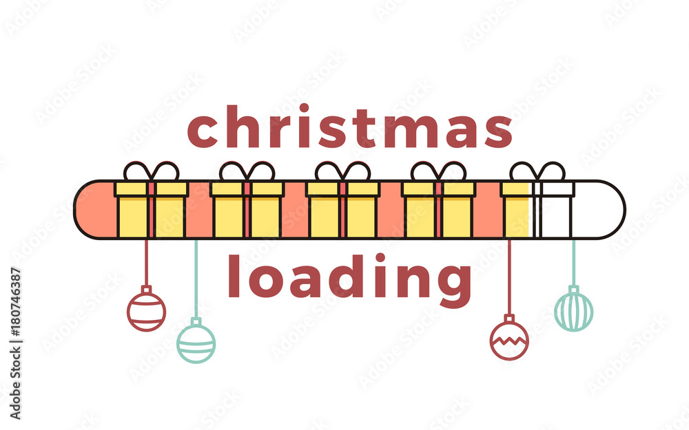 Christmas loading bar with gift boxes. Vector illustration EPS10. Merry ...