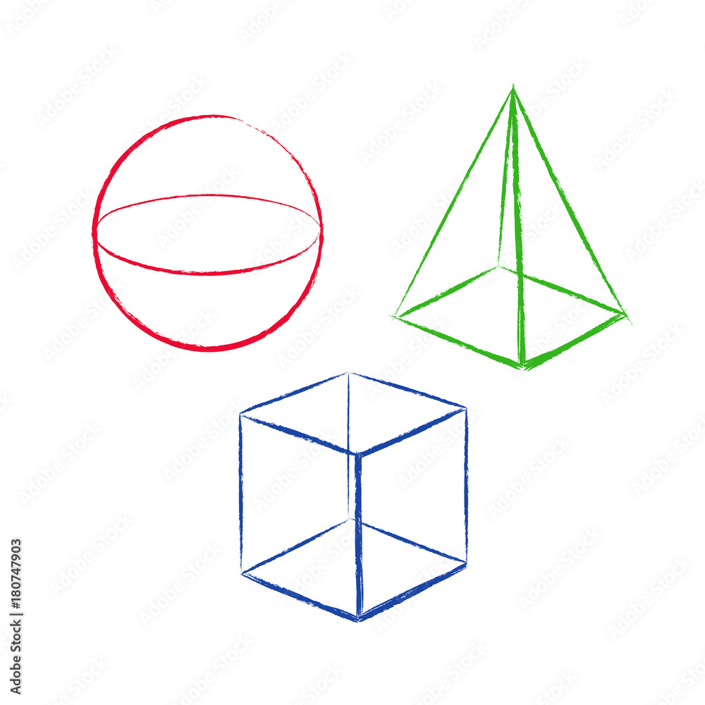 Geometric shapes set. Vector hand drawn illustration. Isolated objects ...