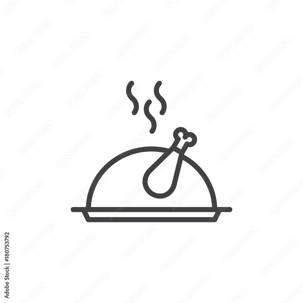 Christmas turkey food line icon, outline vector sign, linear style ...