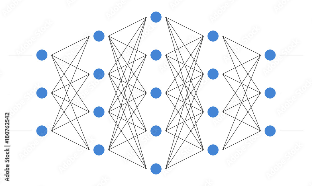 Neural net. Neuron network. Deep learning. Cognitive technology concept ...