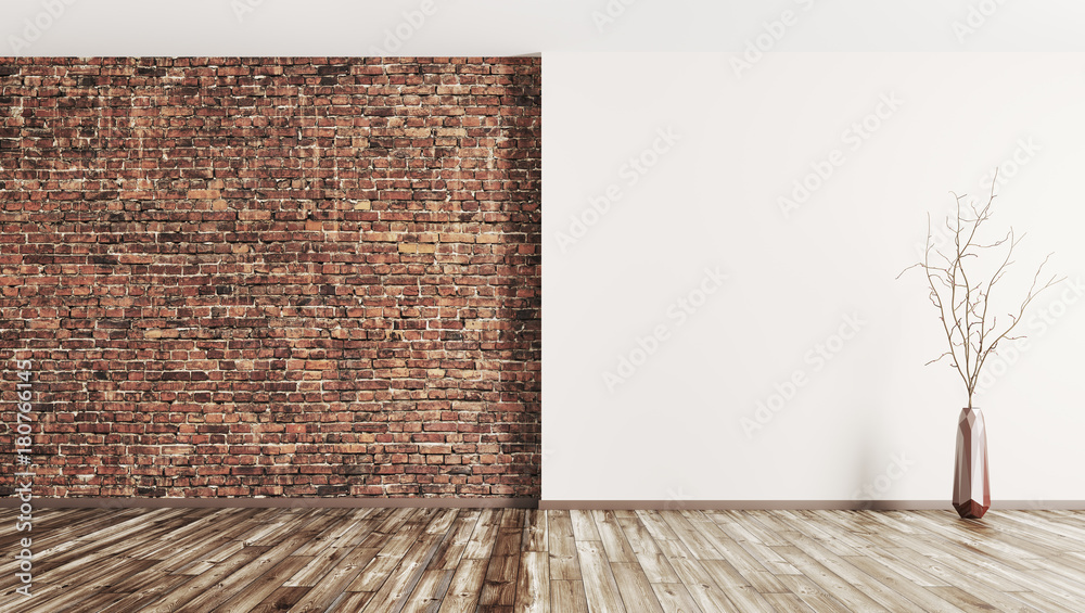 Interior of empty room background 3d render Stock Illustration | Adobe ...