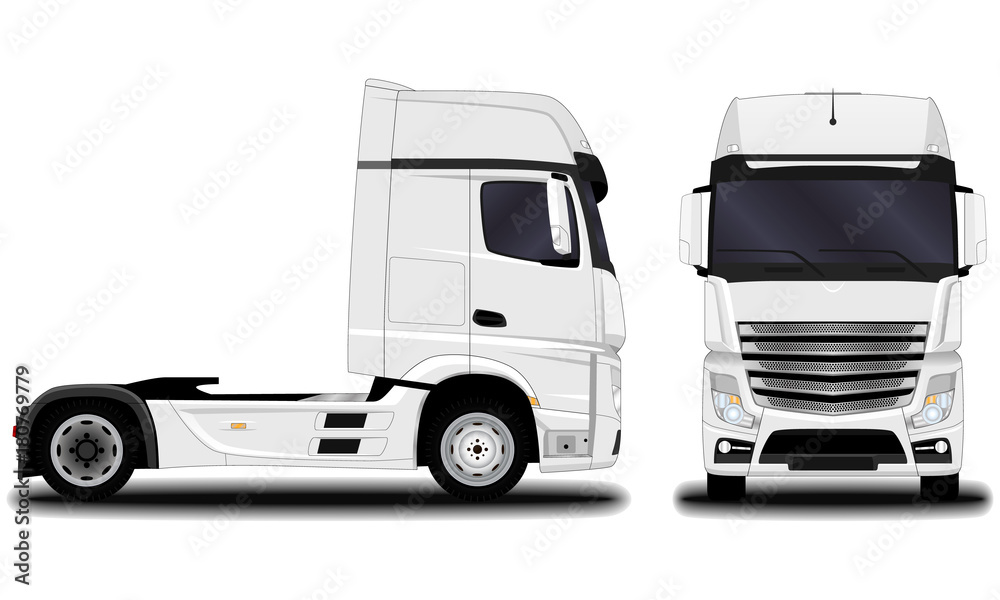 realistic truck. front view; side view. Stock Vector | Adobe Stock
