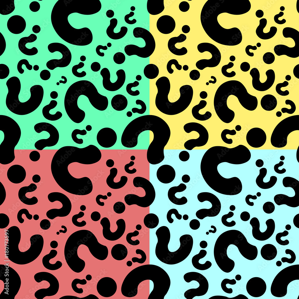 Question mark seamless pattern set isolated on colors backgrounds ...