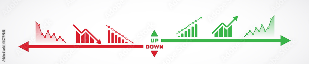 Horizontal design of charts icons going up and down Stock Vector ...