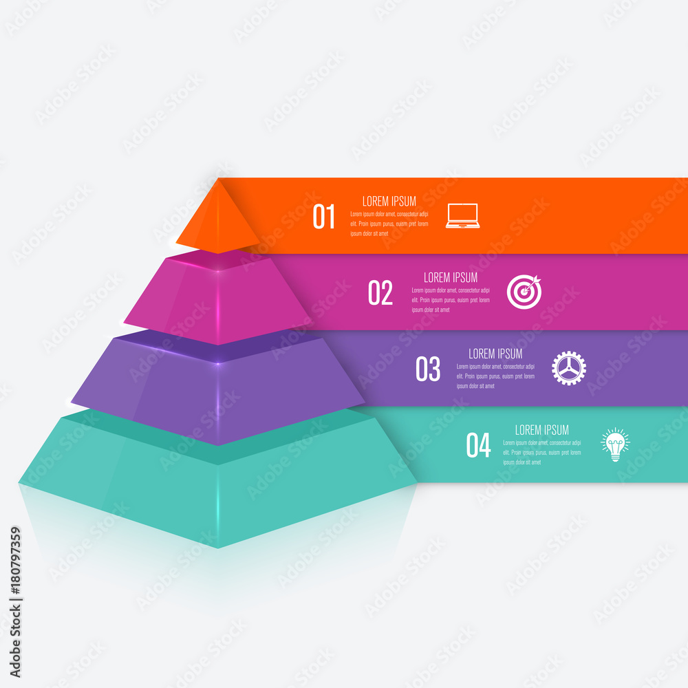 Pyramid chart with four elements เวกเตอร์สต็อก | Adobe Stock