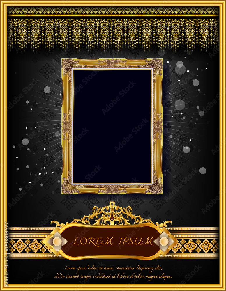 Thailand Royal gold frame on drake pattern background, Vintage photo ...