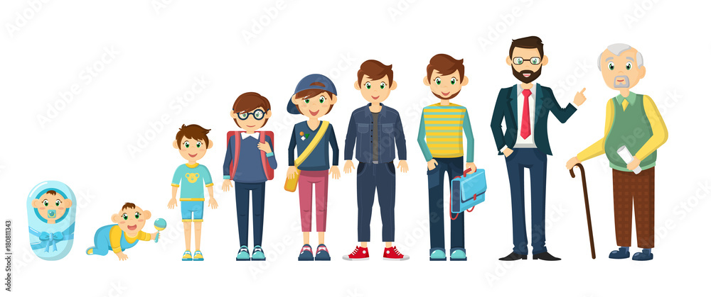 Complete cycle of person's life from childhood to old age. Stock Vector ...
