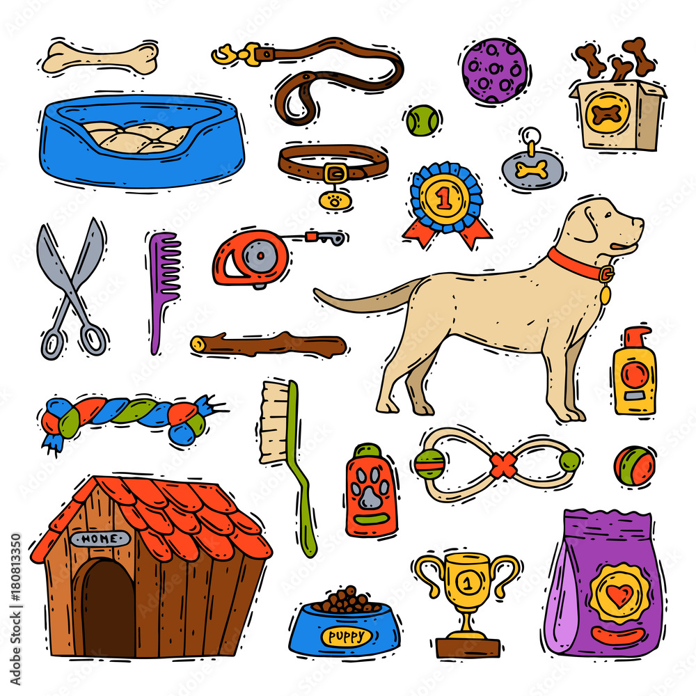 Cartoon dog accessory grooming canine animal pet toy equipment set ...