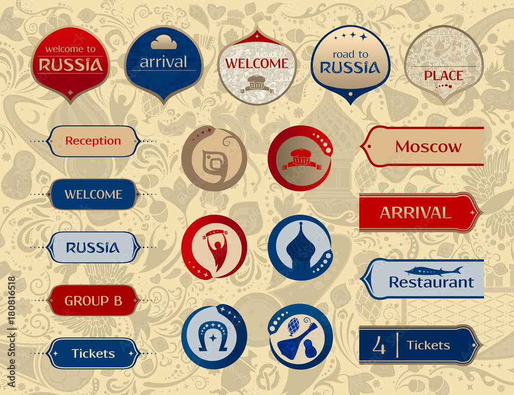 World of Russia, set of icons, vector templates Stock-Vektorgrafik ...