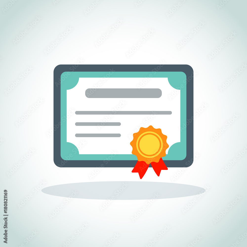 certificate icon on white background Stock Vector | Adobe Stock