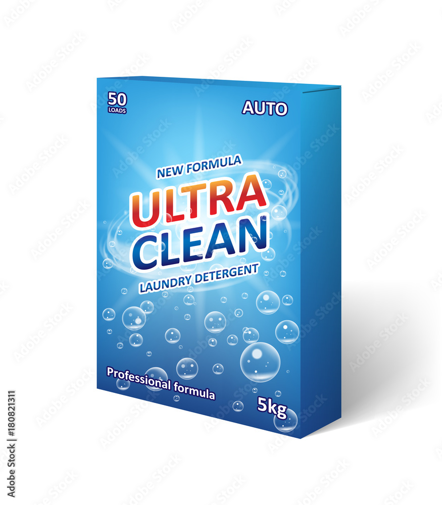 Detergent powder packaging design. Laundry detergent, washing poweder ...