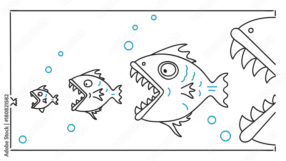 Food chain big fish eats smaller fish Stock Vector | Adobe Stock