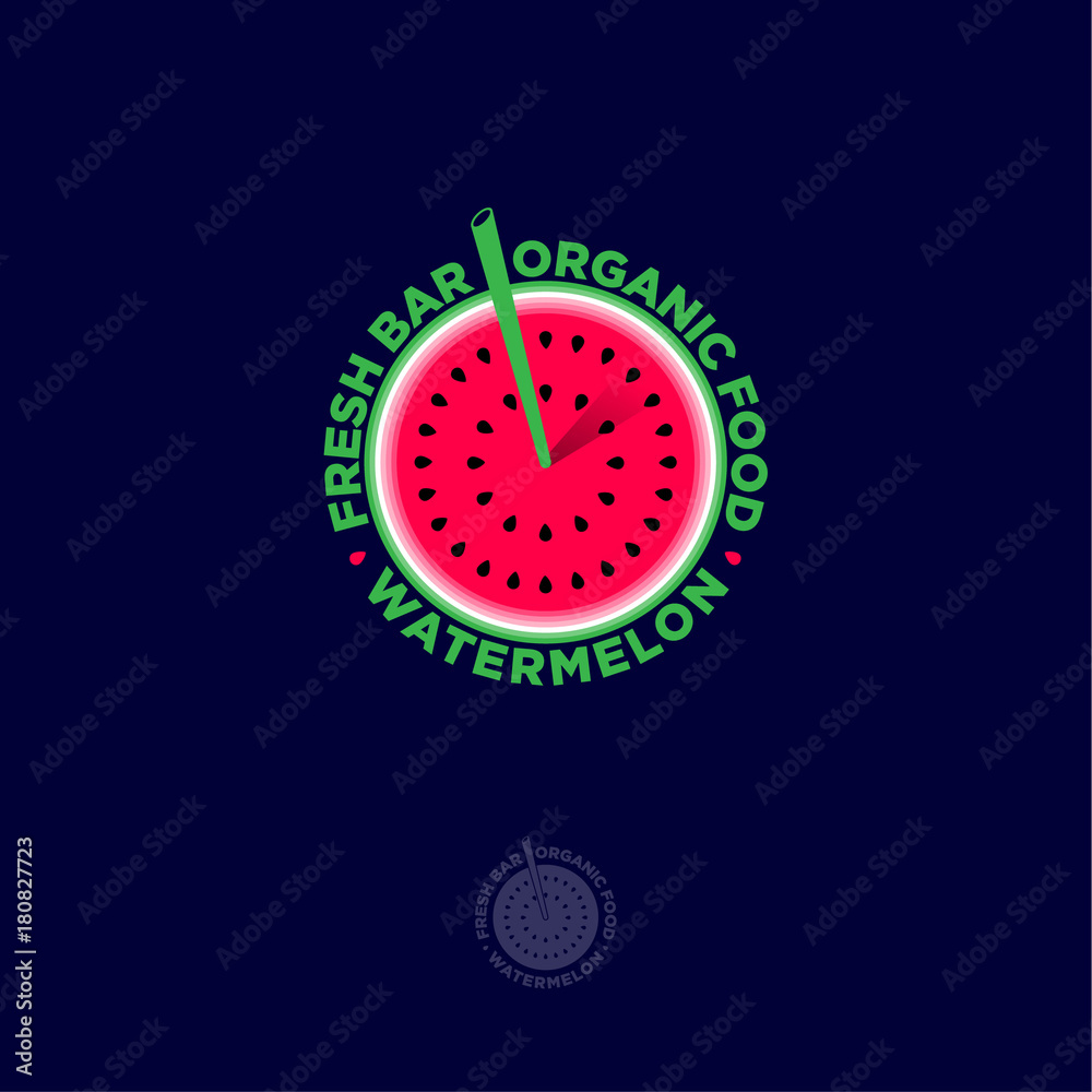 Watermelon logo. Fresh juice bar emblems. Organic products logo ...