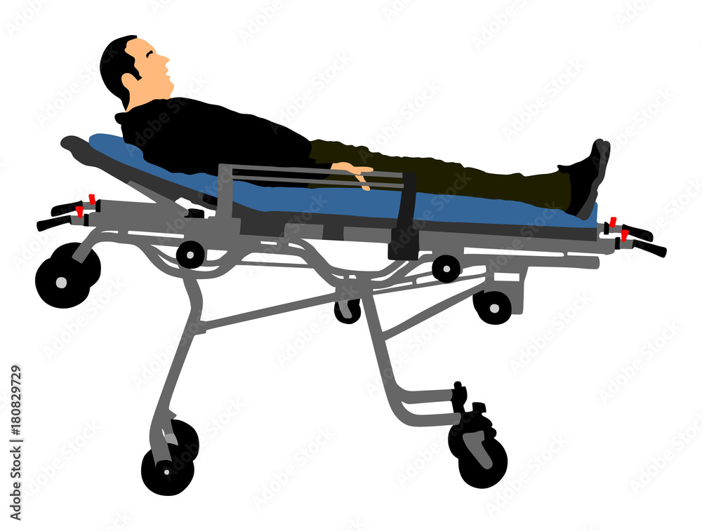 First aid crew help injured person after crash accident transport ...