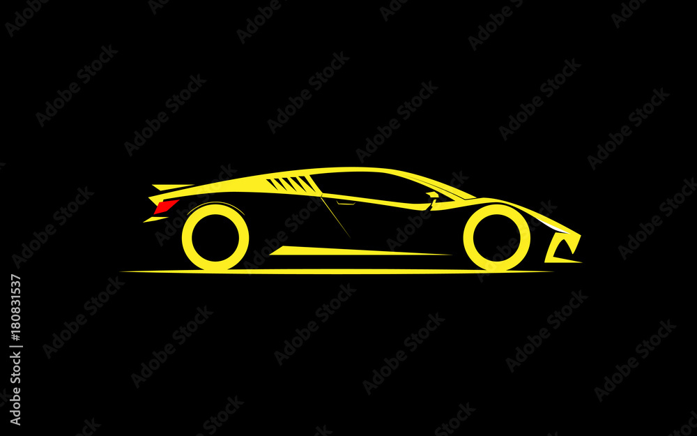 stylized simple drawing sport super car coupe side view Stock Vector ...
