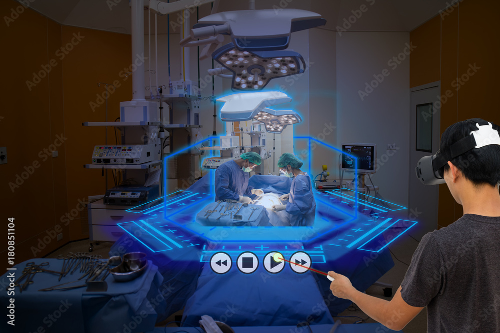 Smart medical technology concept, Medical student use augmented reality ...