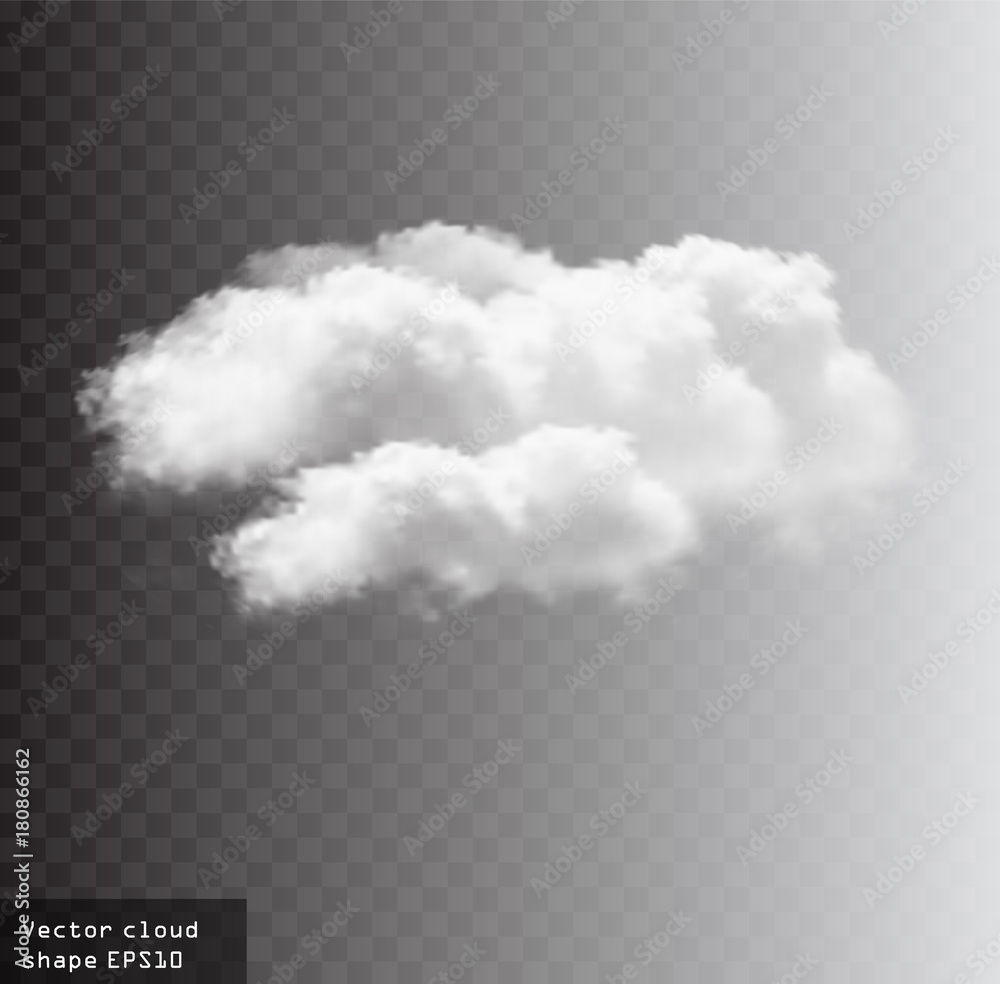 White vector cloud isolated over transparent background Stock Vector ...